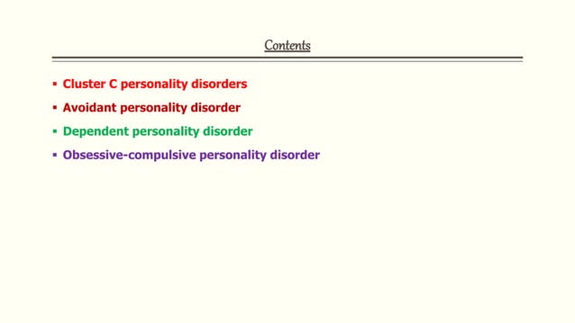 Personality disorder - cluster C | PPTX