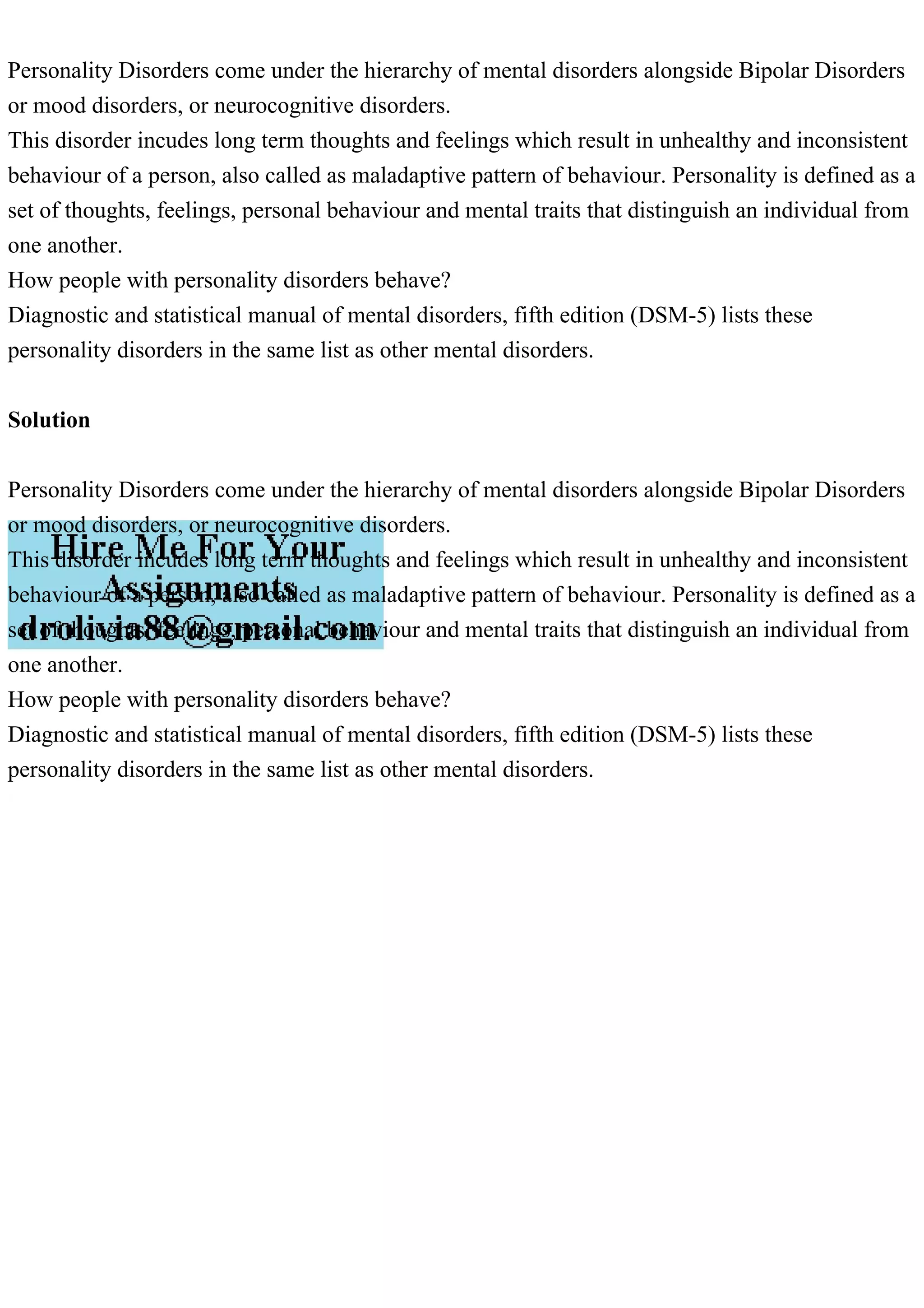 Personality Disorders come under the hierarchy of mental disorders a.pdf