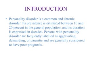 Personality disorders | PPTX | Mental Health | Diseases and Conditions