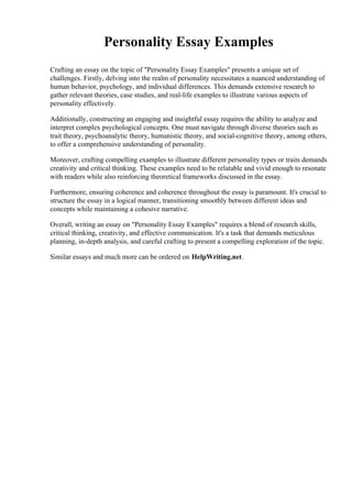 Personality Essay Examples | PDF | Education