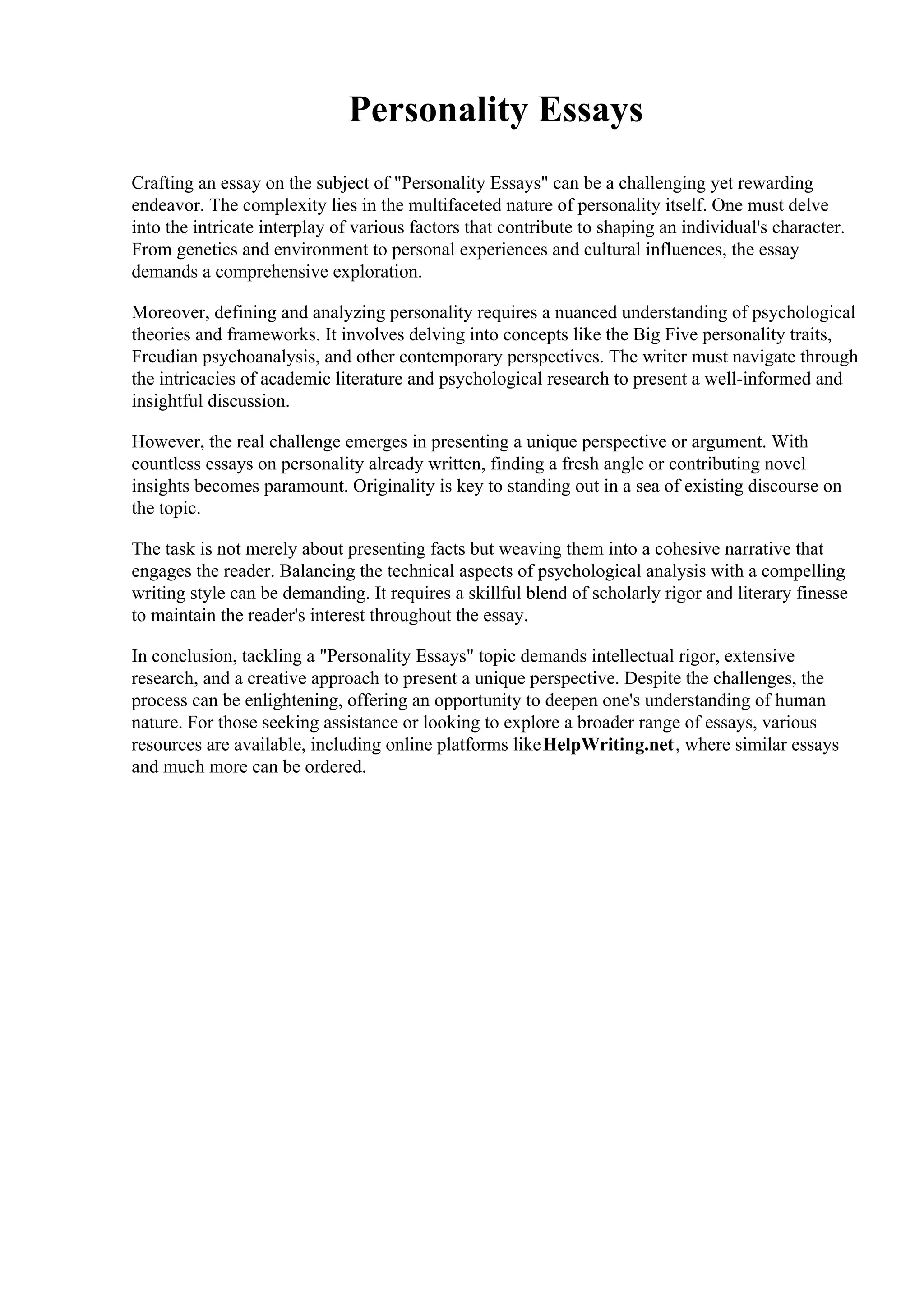 Personality Essays.pdf | Books and Literature