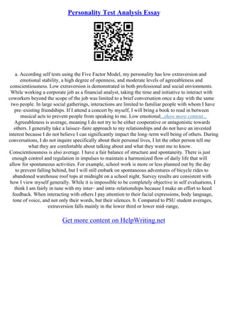 Personality Essay Sample | PDF | Education