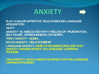 Personality Factors In Second Language Acquisition | PPT