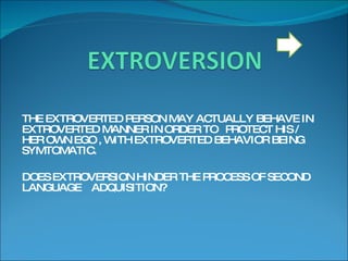 Personality Factors In Second Language Acquisition | PPT | Education