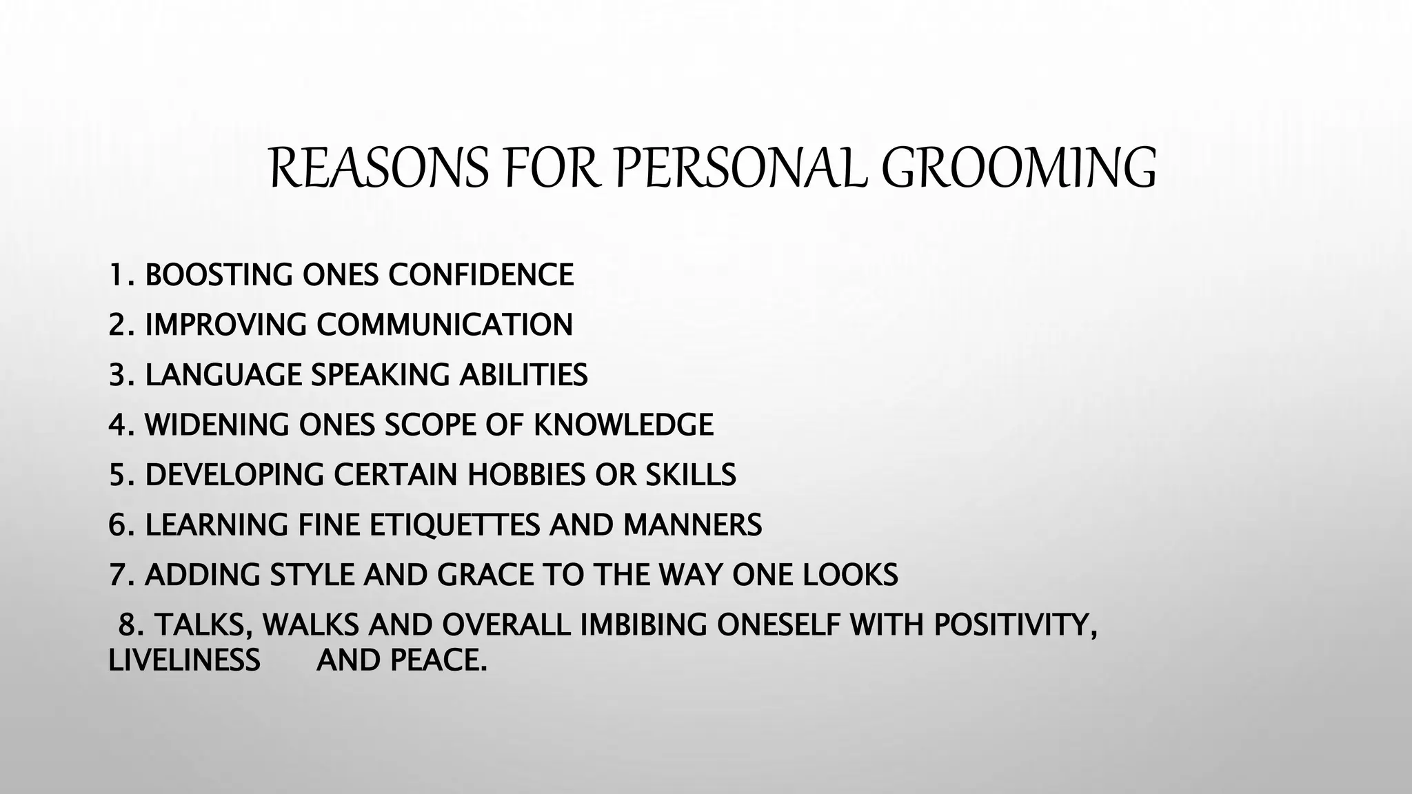 PERSONALITY GROOMING- workshop for education | PPTX