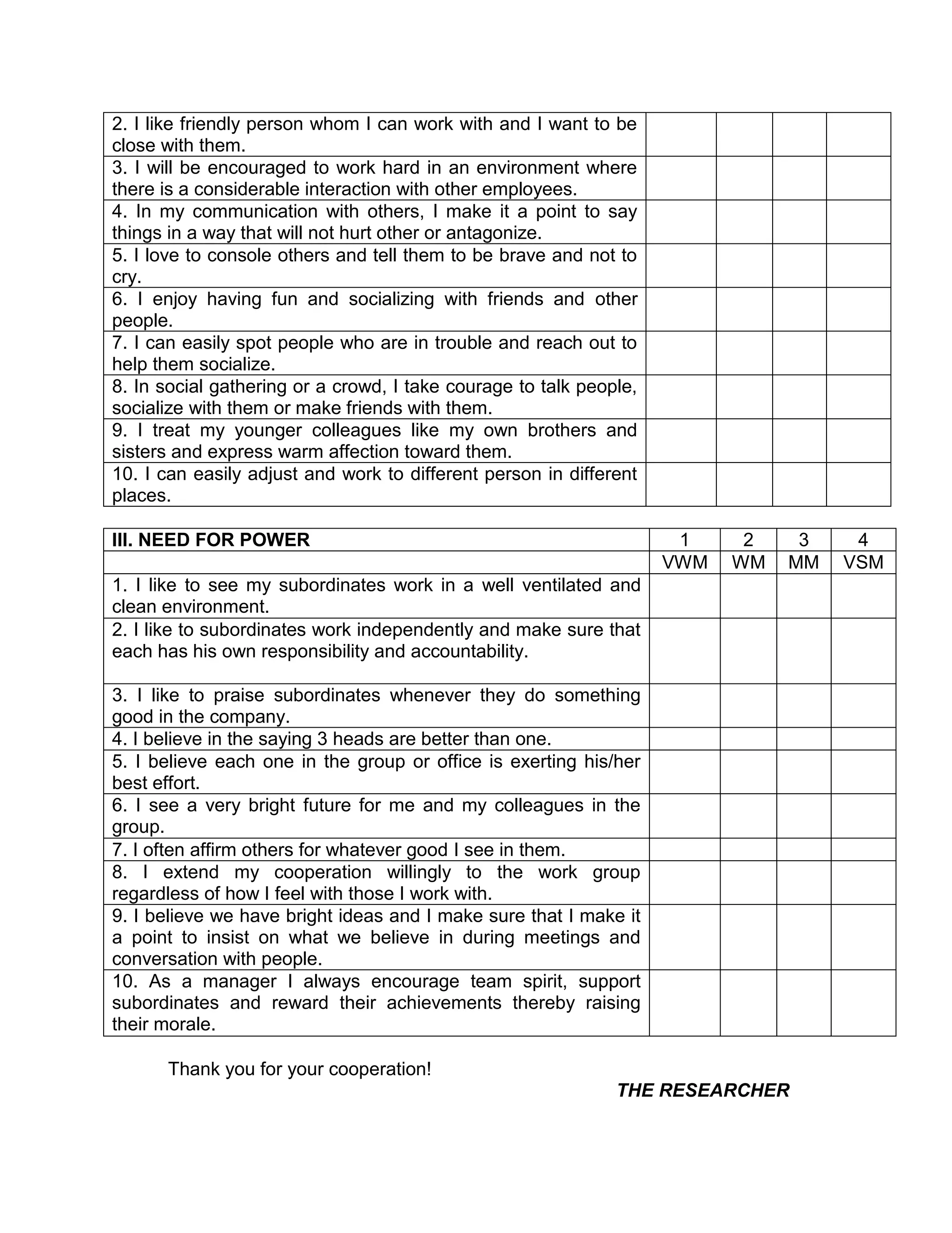 Personality inventory | DOCX