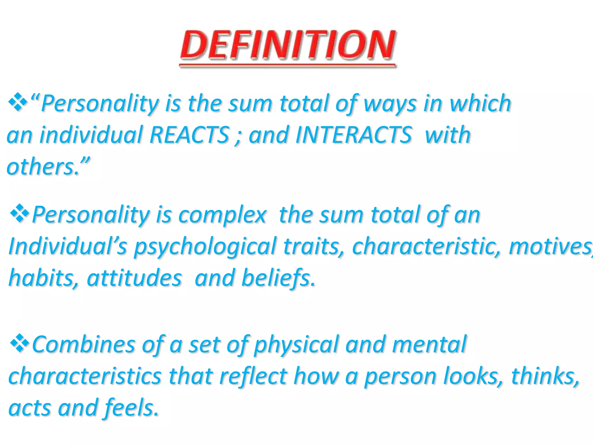 concept of Personality & personality traits models | PPTX