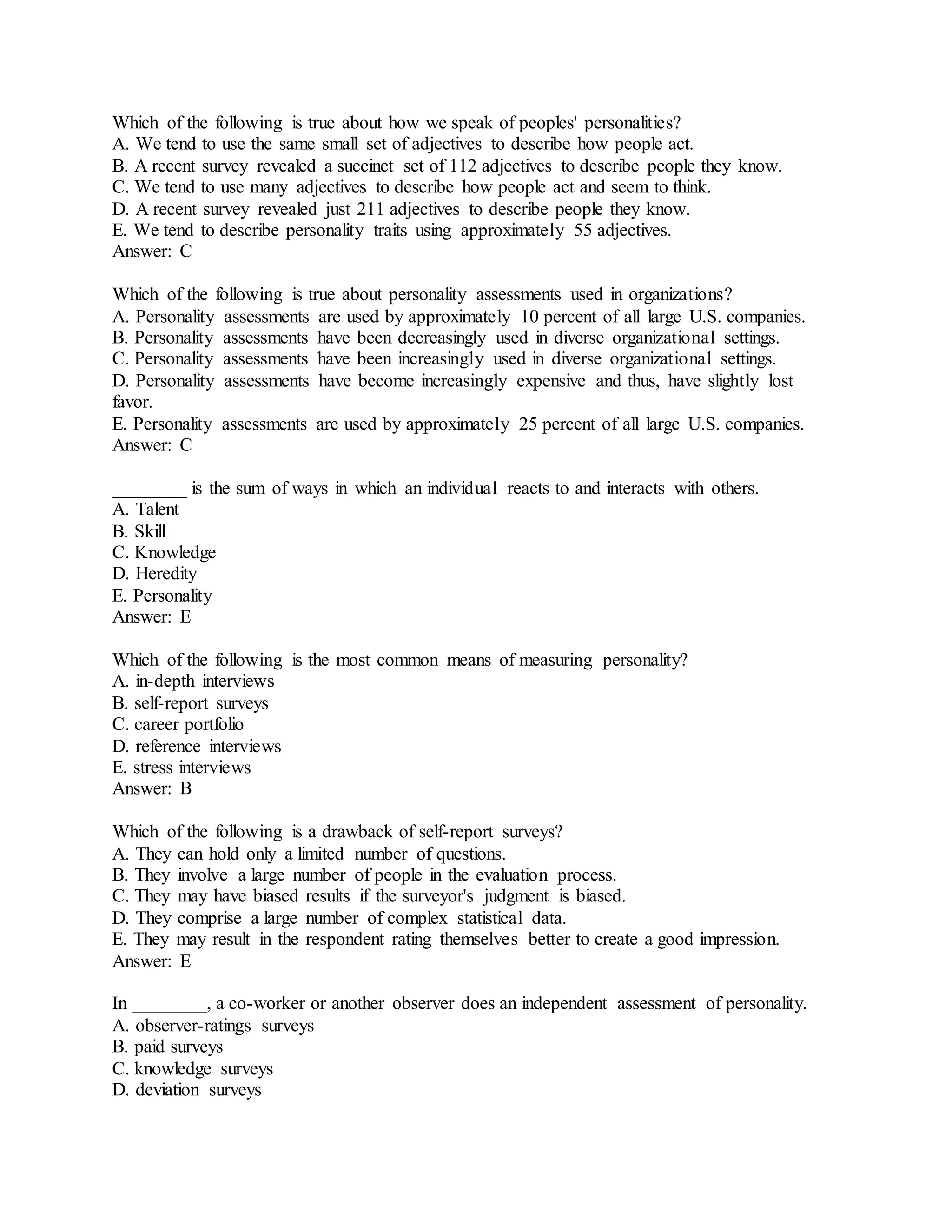 Personality & leadership quiz | DOCX