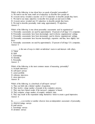 Personality & leadership quiz | PDF