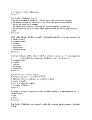 Personality & leadership quiz | PDF