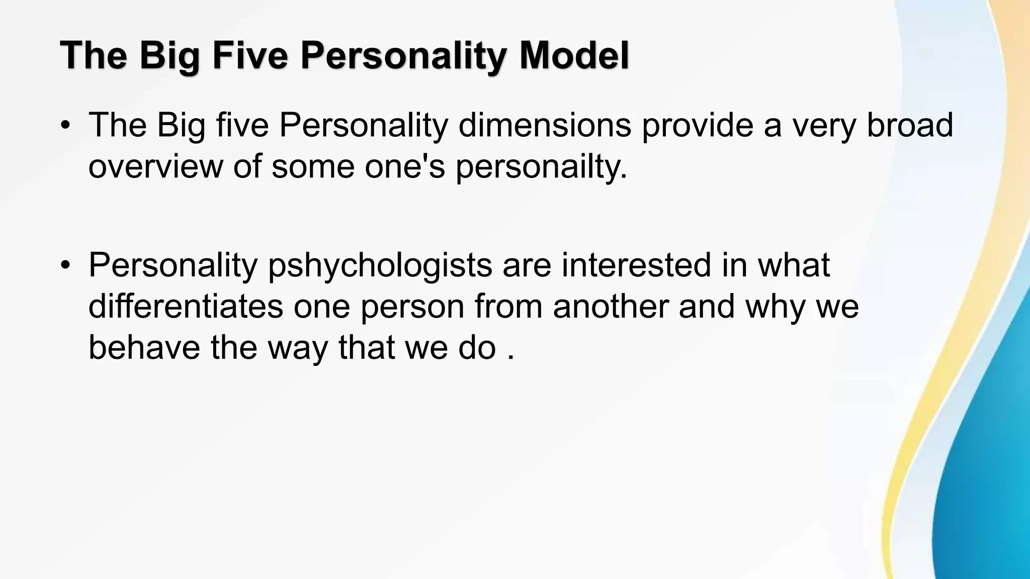 Big Five Personality models | PPTX