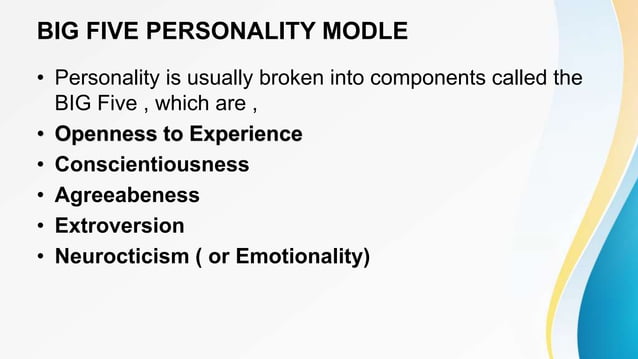 Big Five Personality models | PPTX | Mental Health | Diseases and ...