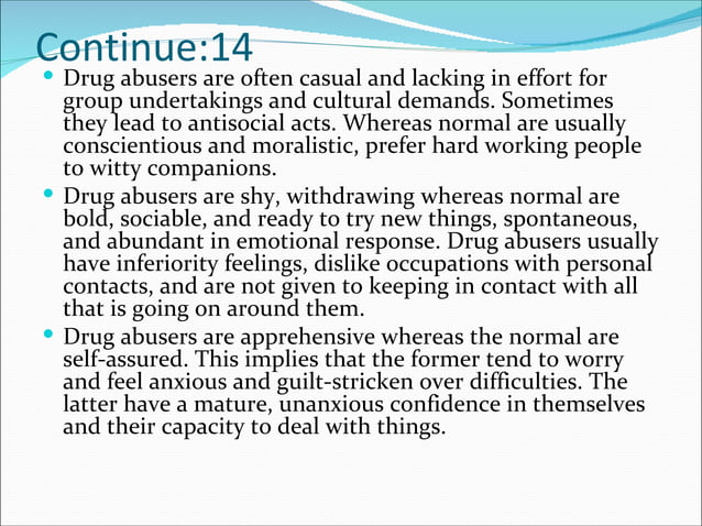 Personality profile for drug addicts and non addicts in | PPT