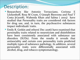 Personality profile for drug addicts and non addicts in | PPT