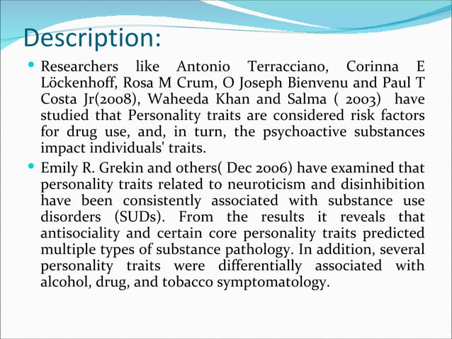 Personality profile for drug addicts and non addicts in | PPT