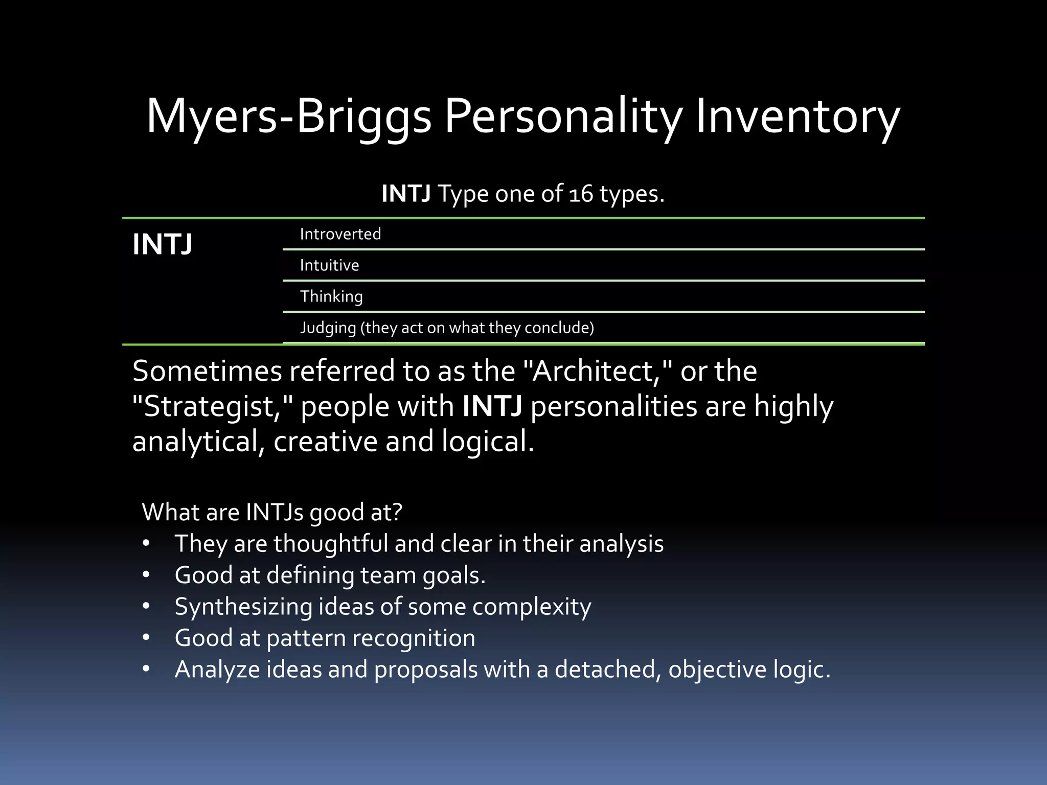 Personality Profiling Briggs Myers INTJ | PDF