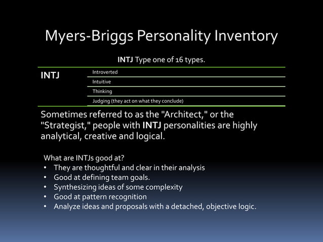 Personality Profiling Briggs Myers INTJ | PPT