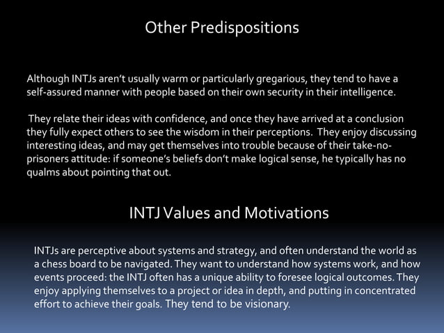 Personality Profiling Briggs Myers INTJ | PPT