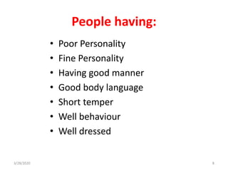 PERSONALITY: HUMAN LIFE AND STYLE FOR BEING | PPT