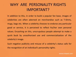 Personality Rights in India | PPTX