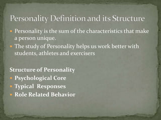 Personality & sports | PPTX