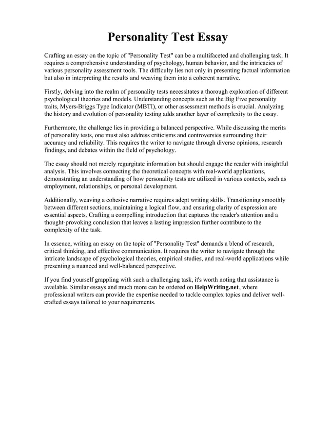 Personality Test Essay | PDF