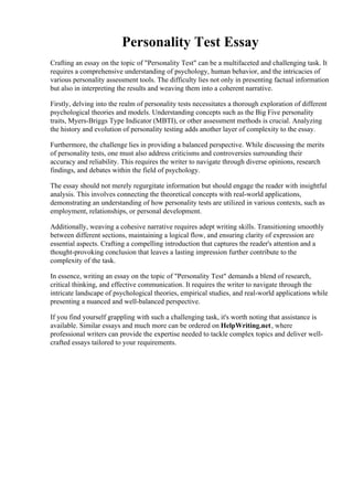 Personality Test Essay | PDF