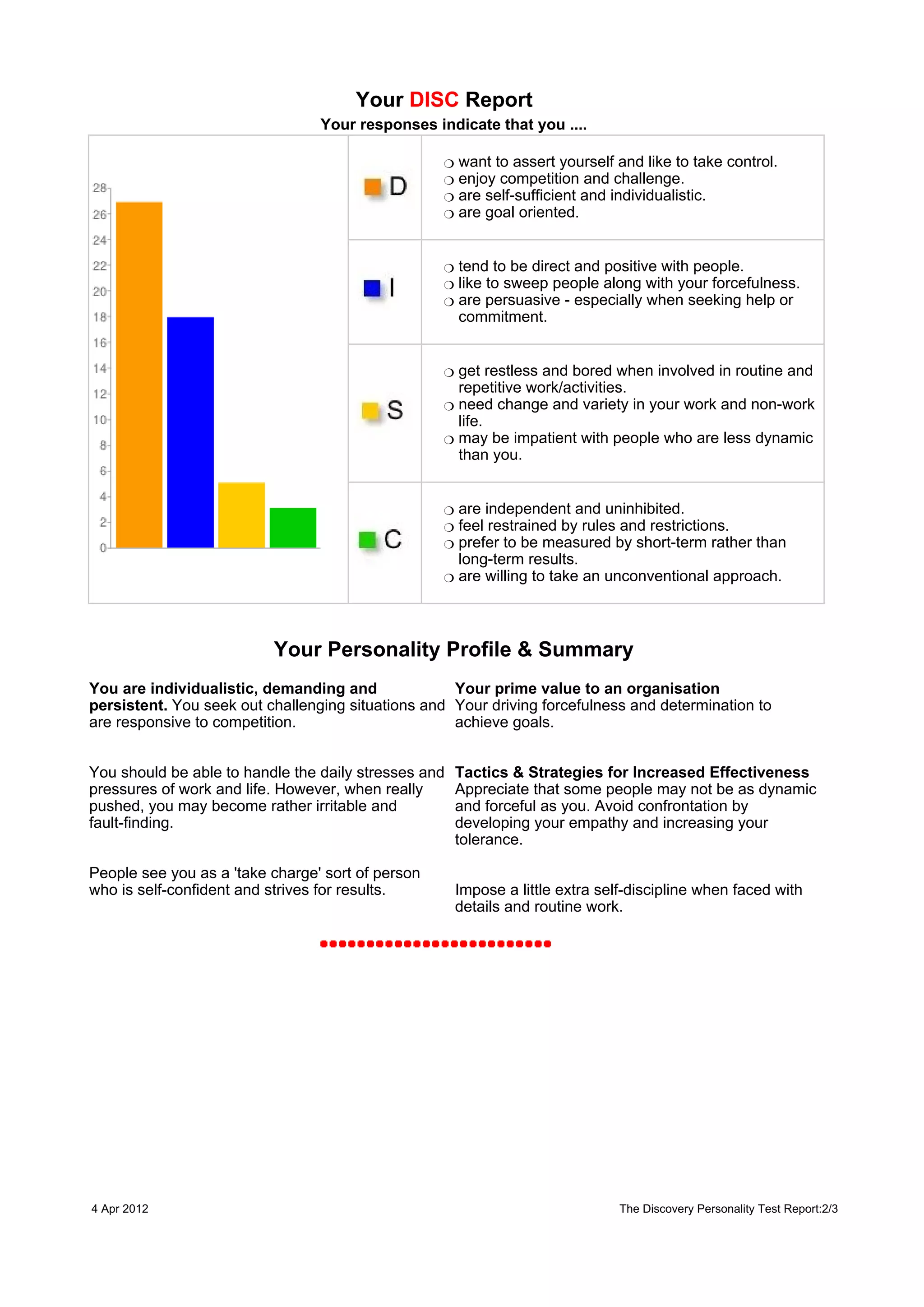 Personality Test Glen | PDF