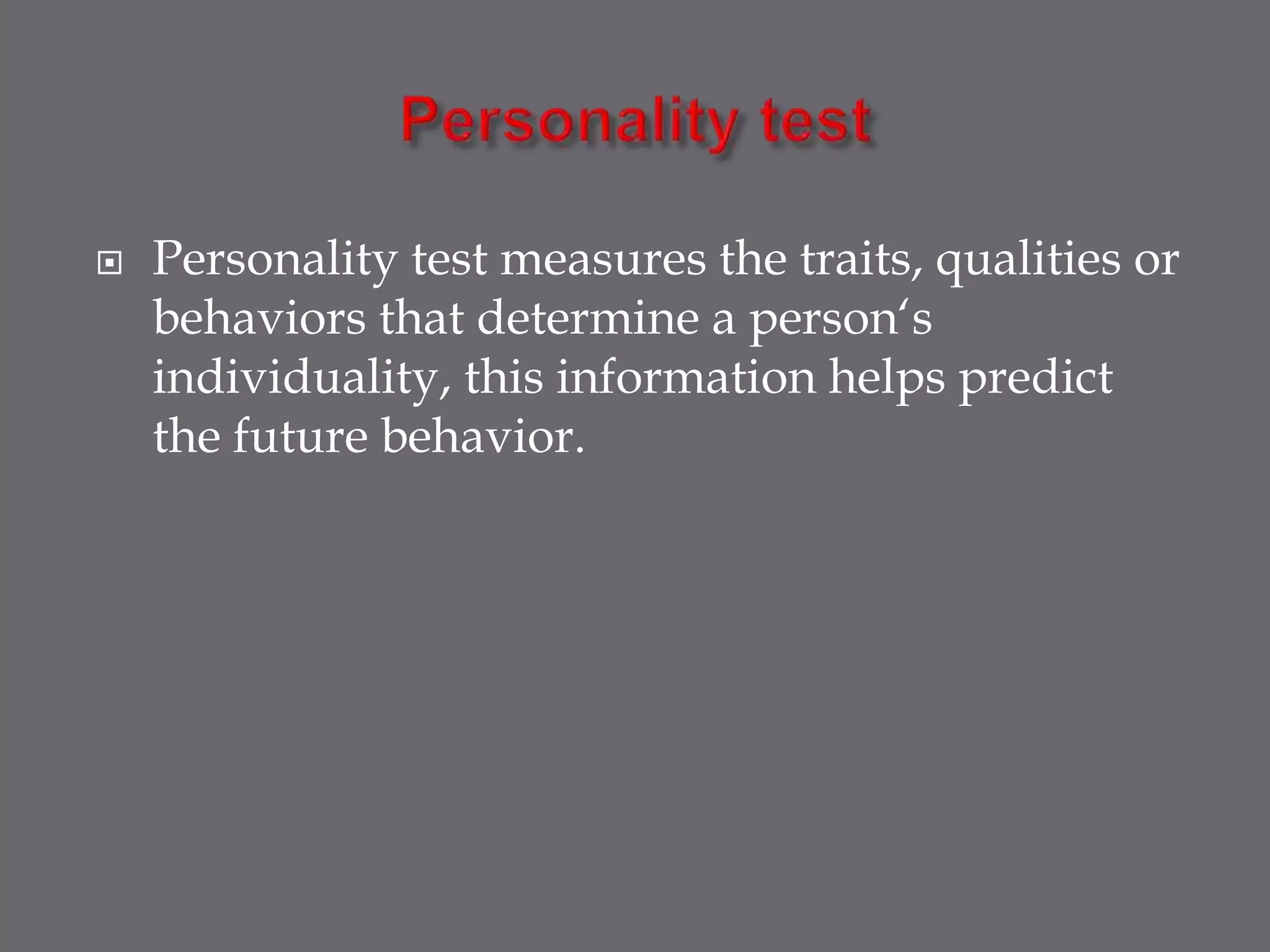 Personality testing | PPTX