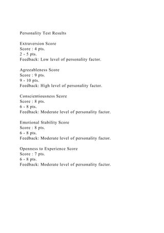 Personality Test ResultsExtraversion Score Score 4 pts.2.docx