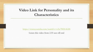 Personality, type and trait theory | PPTX