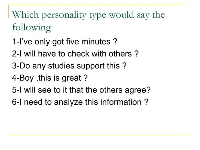 Personality types part 1 | PPT | Science