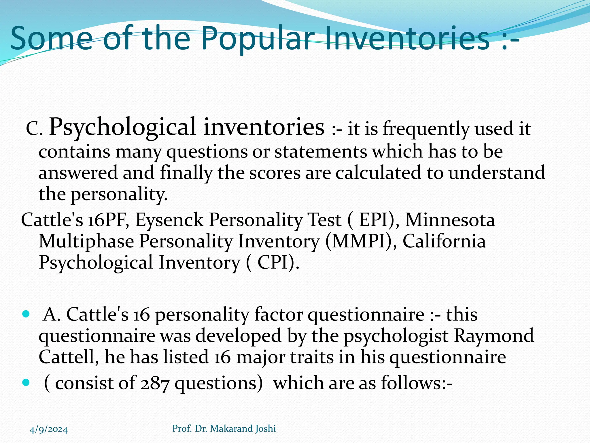 Personality Types & different types of Assessment | PPTX