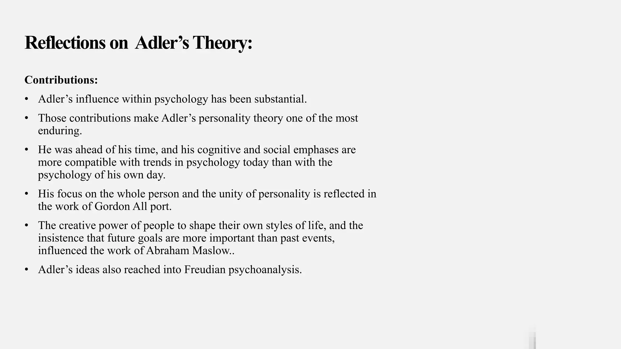Alfred Adler Individual Psychology | PPTX