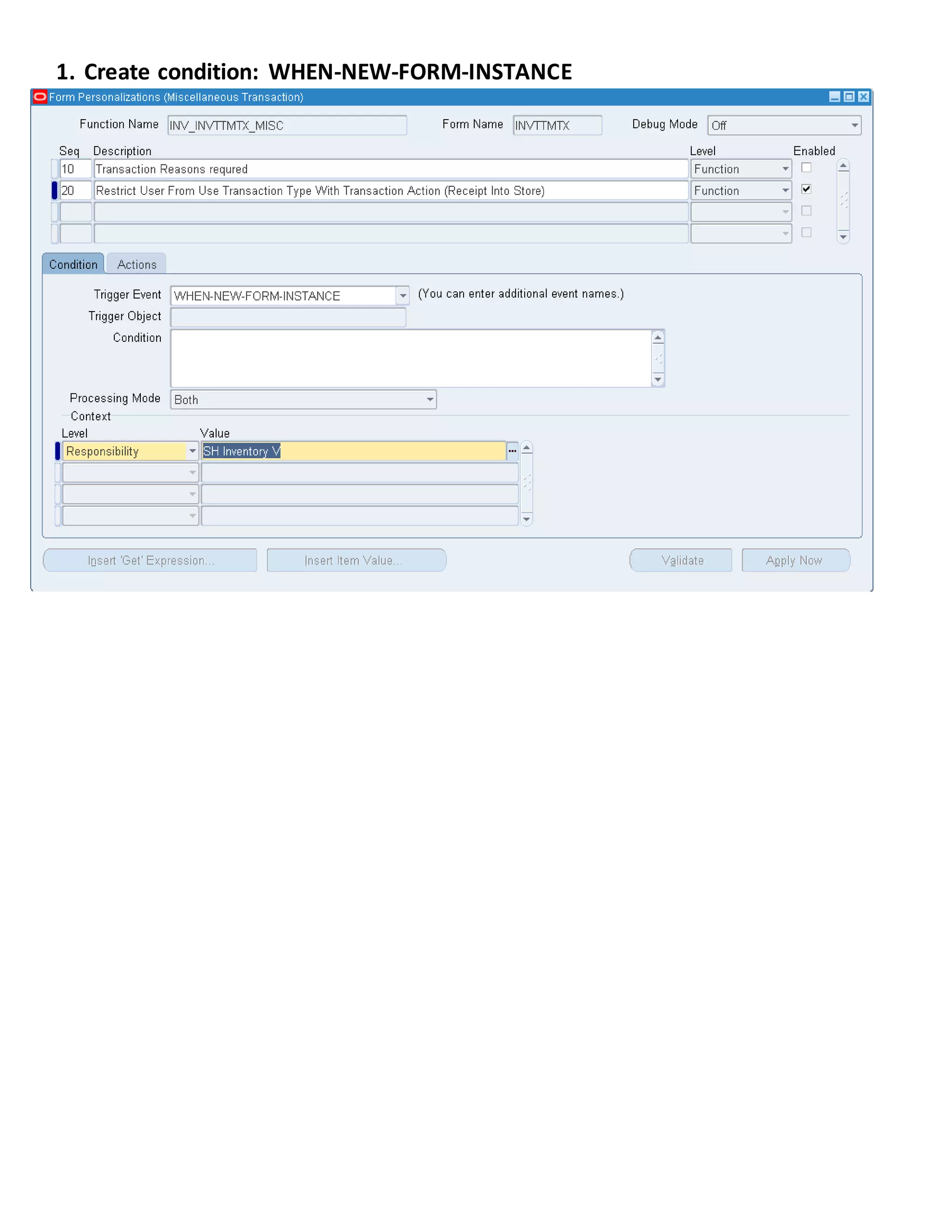 Personalization how to restrict transaction type list of values | DOCX