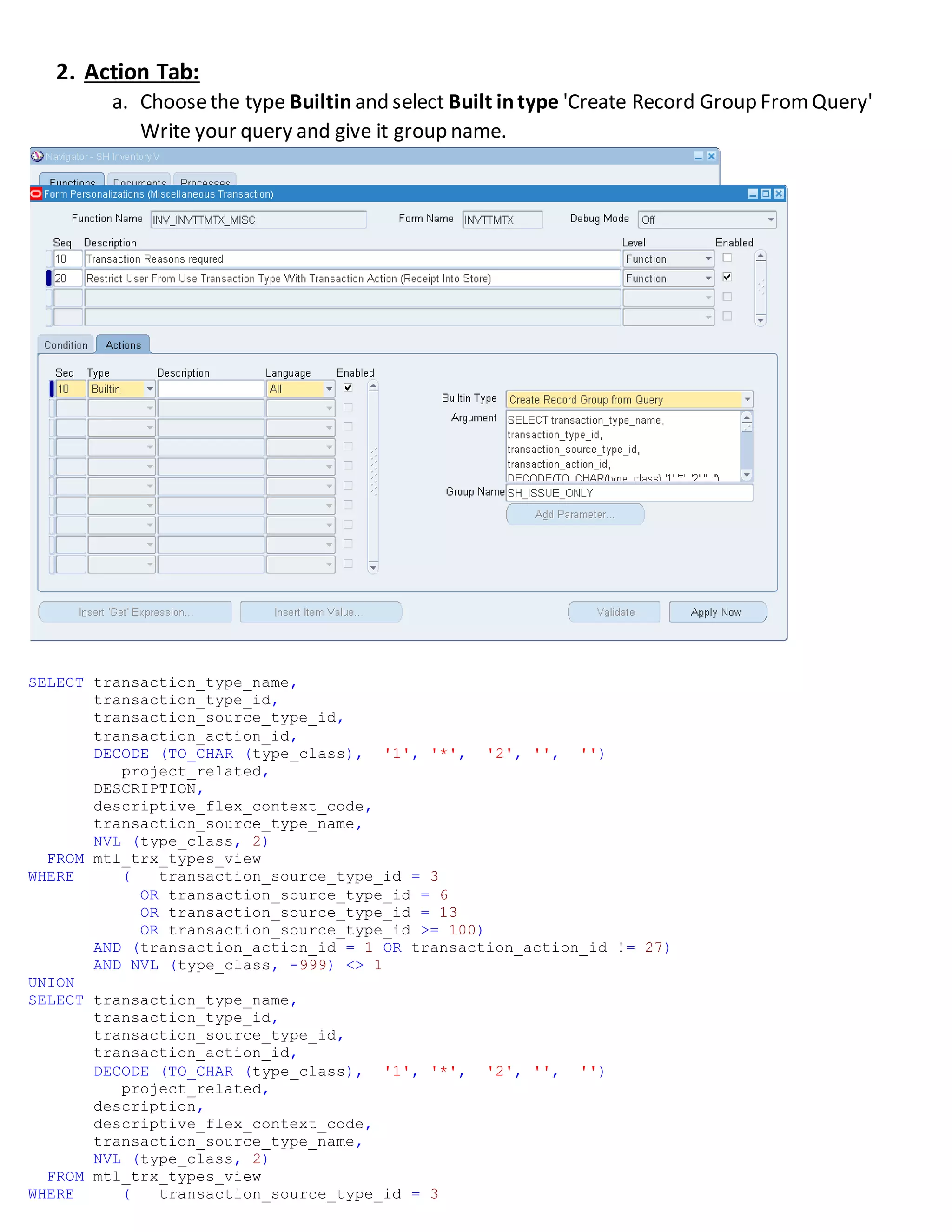 Personalization how to restrict transaction type list of values | DOCX