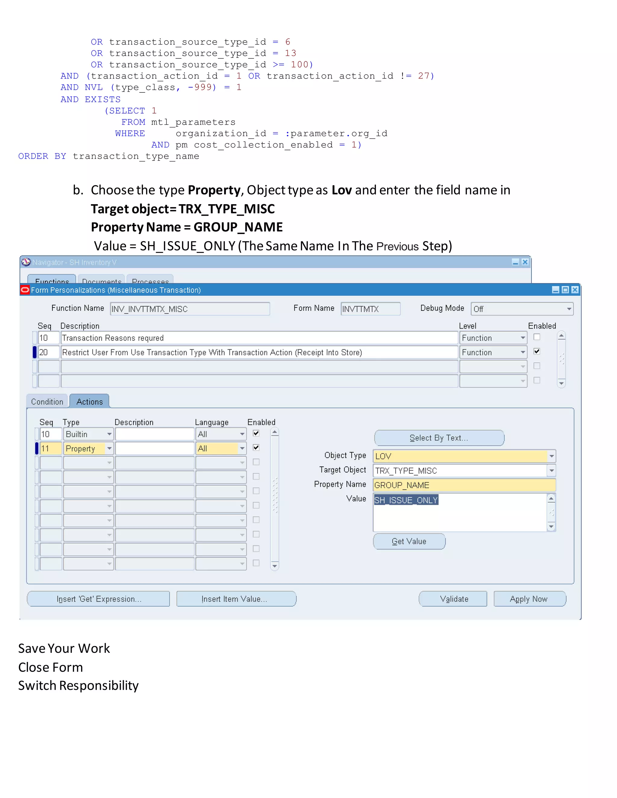 Personalization how to restrict transaction type list of values | DOCX Personalization how to restrict transaction type list of values | DOCX