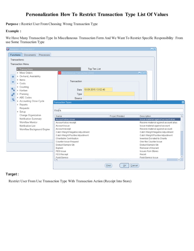 Personalization how to restrict transaction type list of values | DOCX