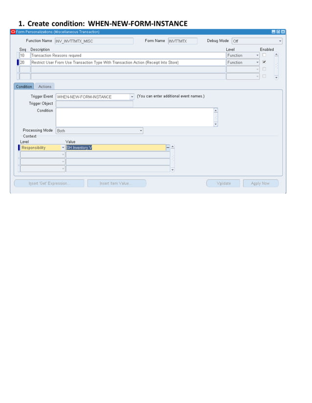 Personalization how to restrict transaction type list of values | DOCX