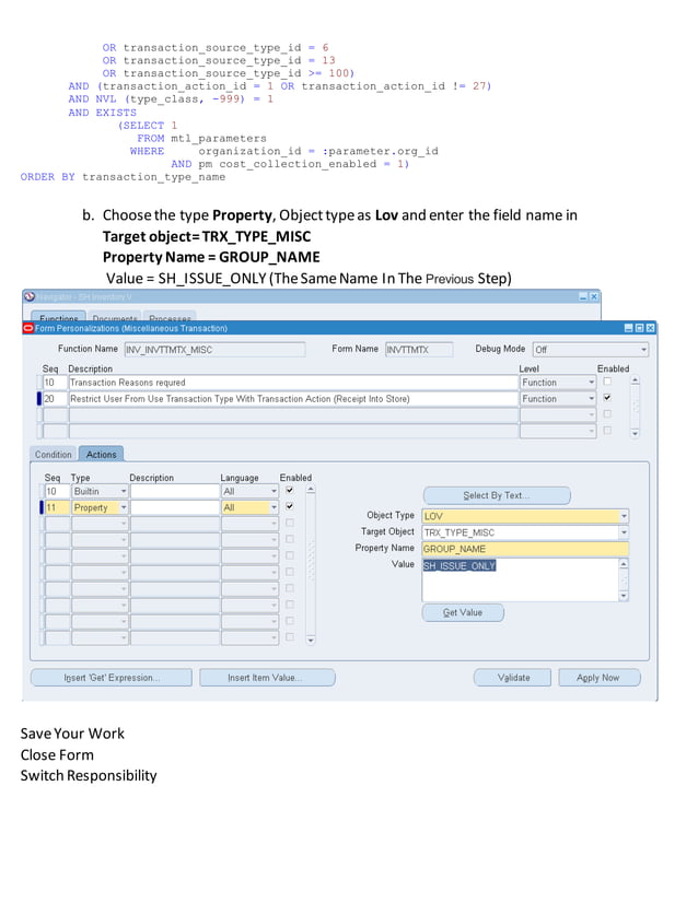 Personalization how to restrict transaction type list of values | DOCX