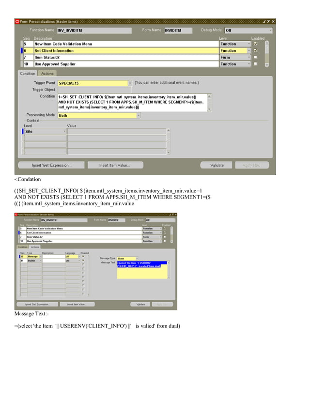 Oracle ERP Personalization for control master items list | DOC ...