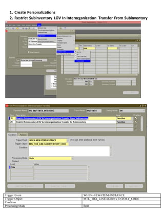 Personalization to restrict subinventory lov in interorganization ...