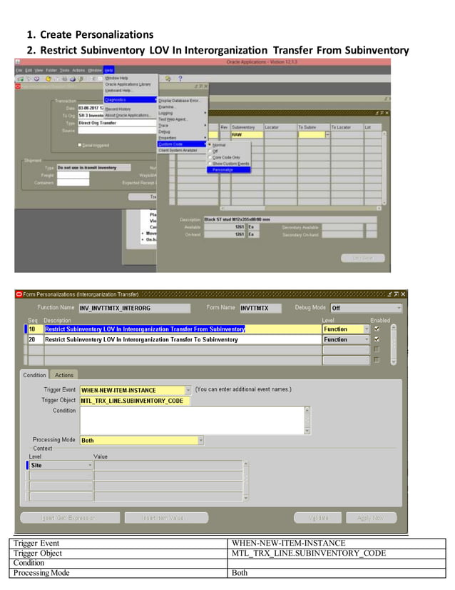 Personalization to restrict subinventory lov in interorganization ...