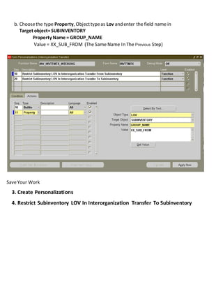 Personalization to restrict subinventory lov in interorganization transfer كيفية عمل تحكم في ...