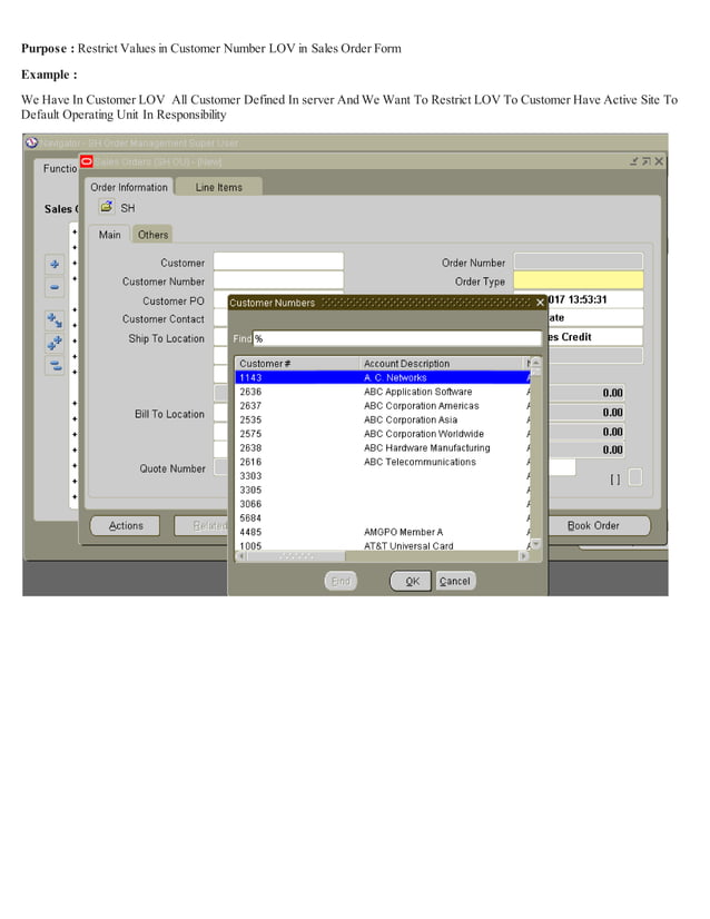 Personalization To Restrict Values In Customer Name And Number Lov In