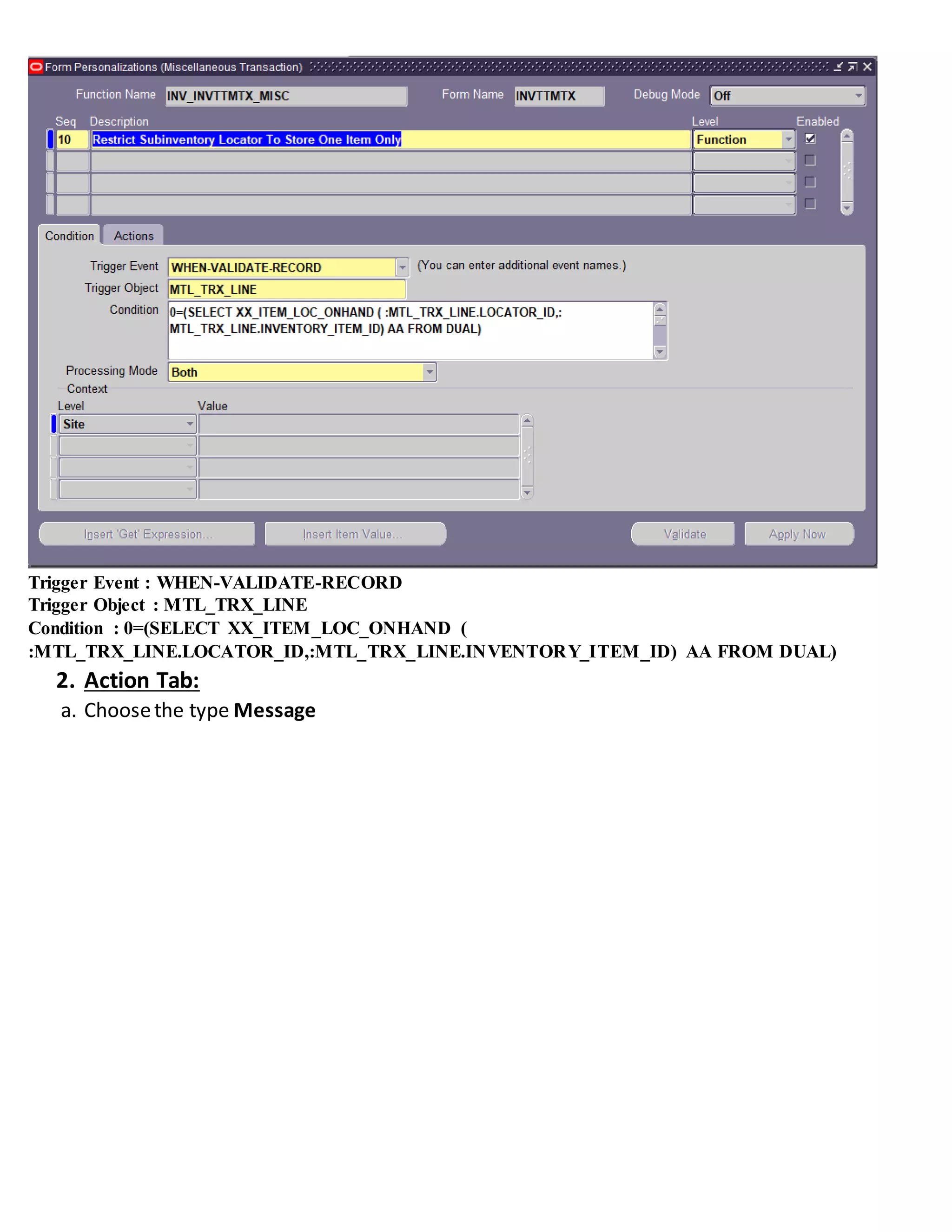 Personalization who i can restrict subinventory locator to store one item only | DOCX ...