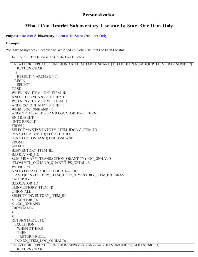 Personalization Who I Can Restrict Subinventory Locator To Store One Item Only Pdf