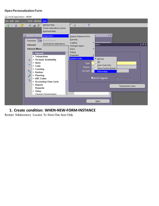 Personalization who i can restrict subinventory locator to store one item only | DOCX ...