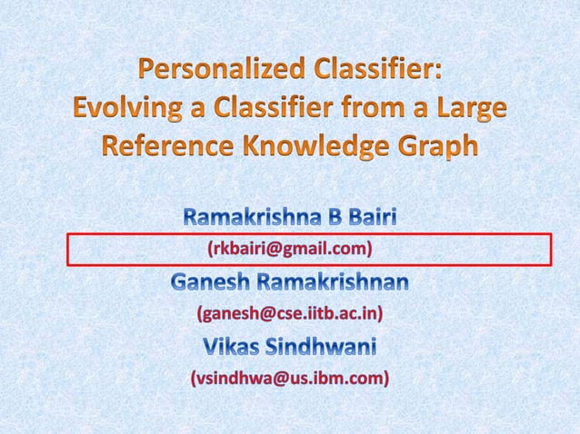 Personalized classifiers | PPT