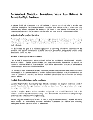 Personalized Marketing Campaigns_ Using Data Science to Target the ...